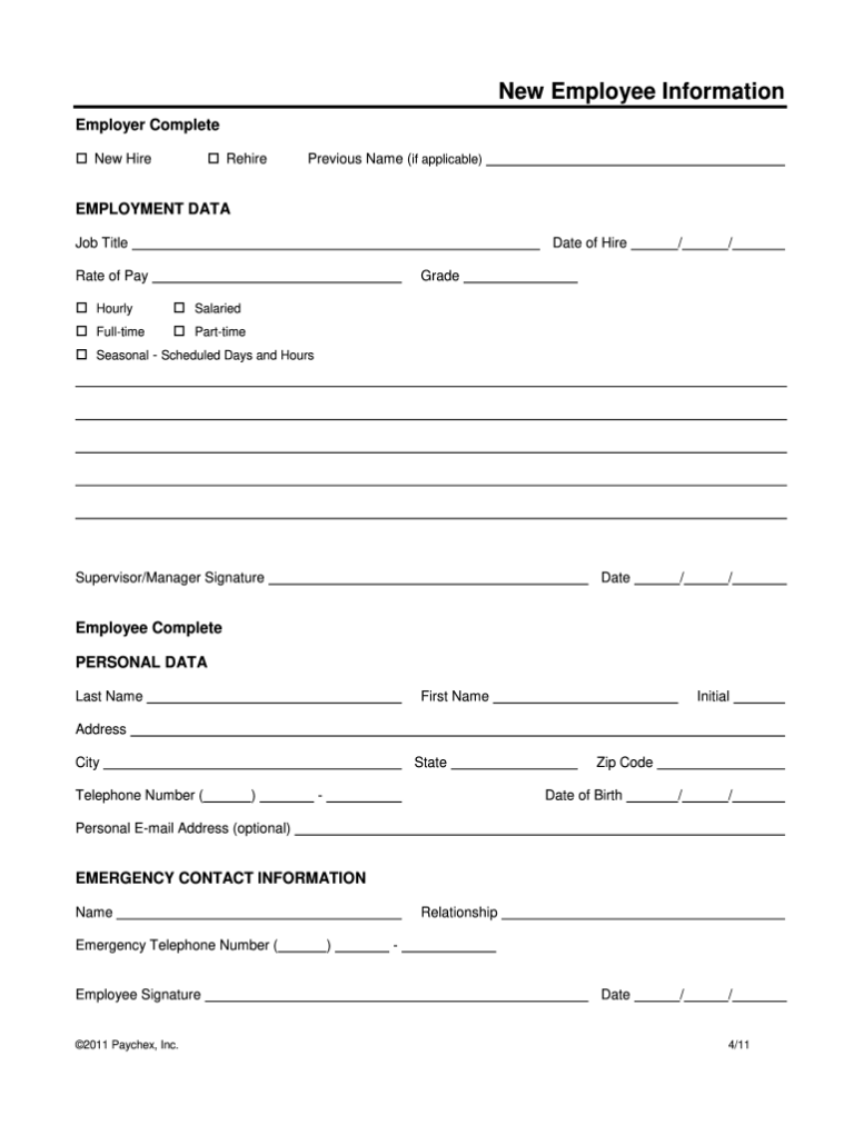 New Employee Information Form Paychex - NewEmployeeForms.com New Employee Information Form Paychex - NewEmployeeForms.com